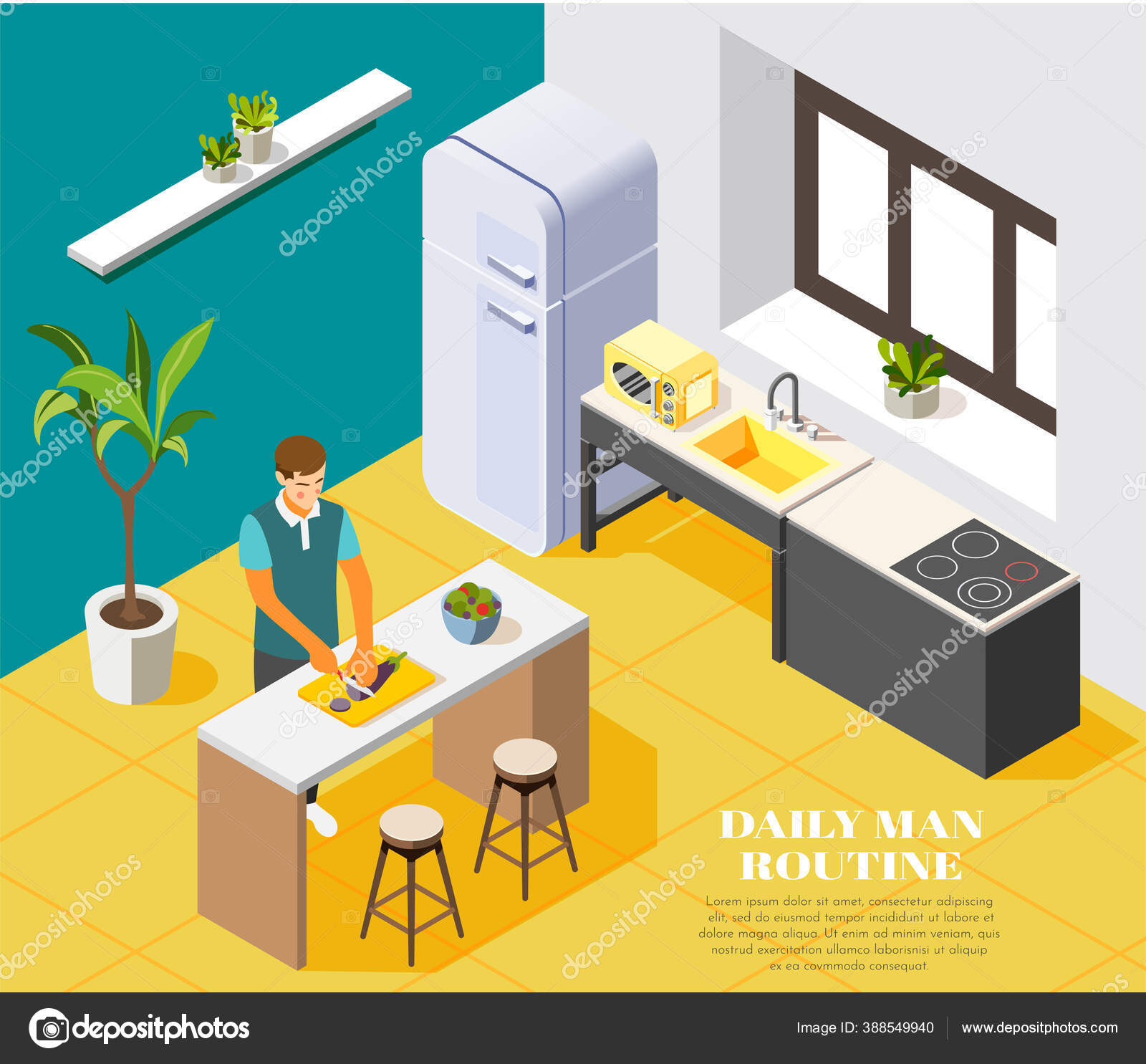 Daily Routine Background Stock Illustration by ©macrovector #388549940