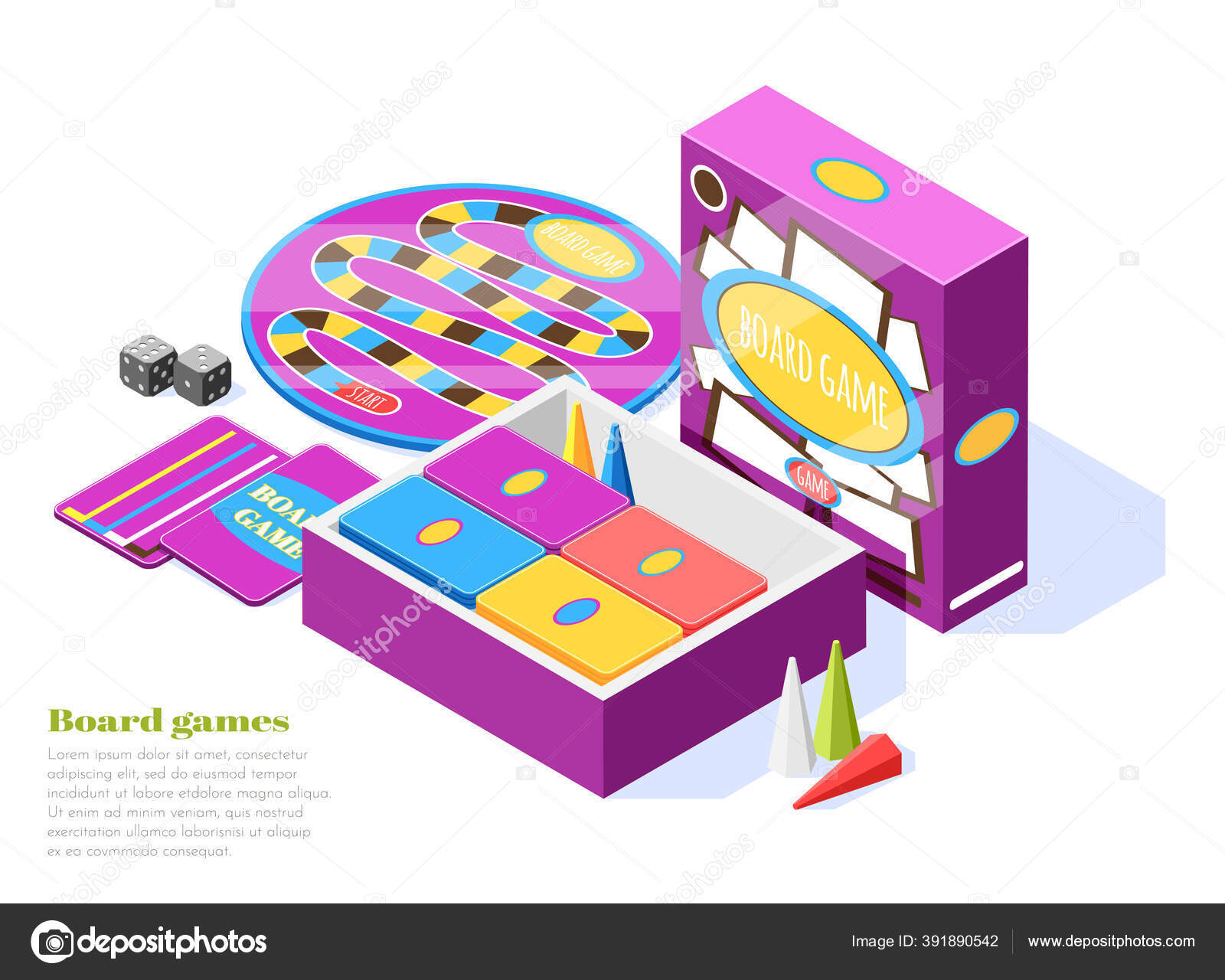 Board Games Set Isometric Composition Stock Vector Image by ...
