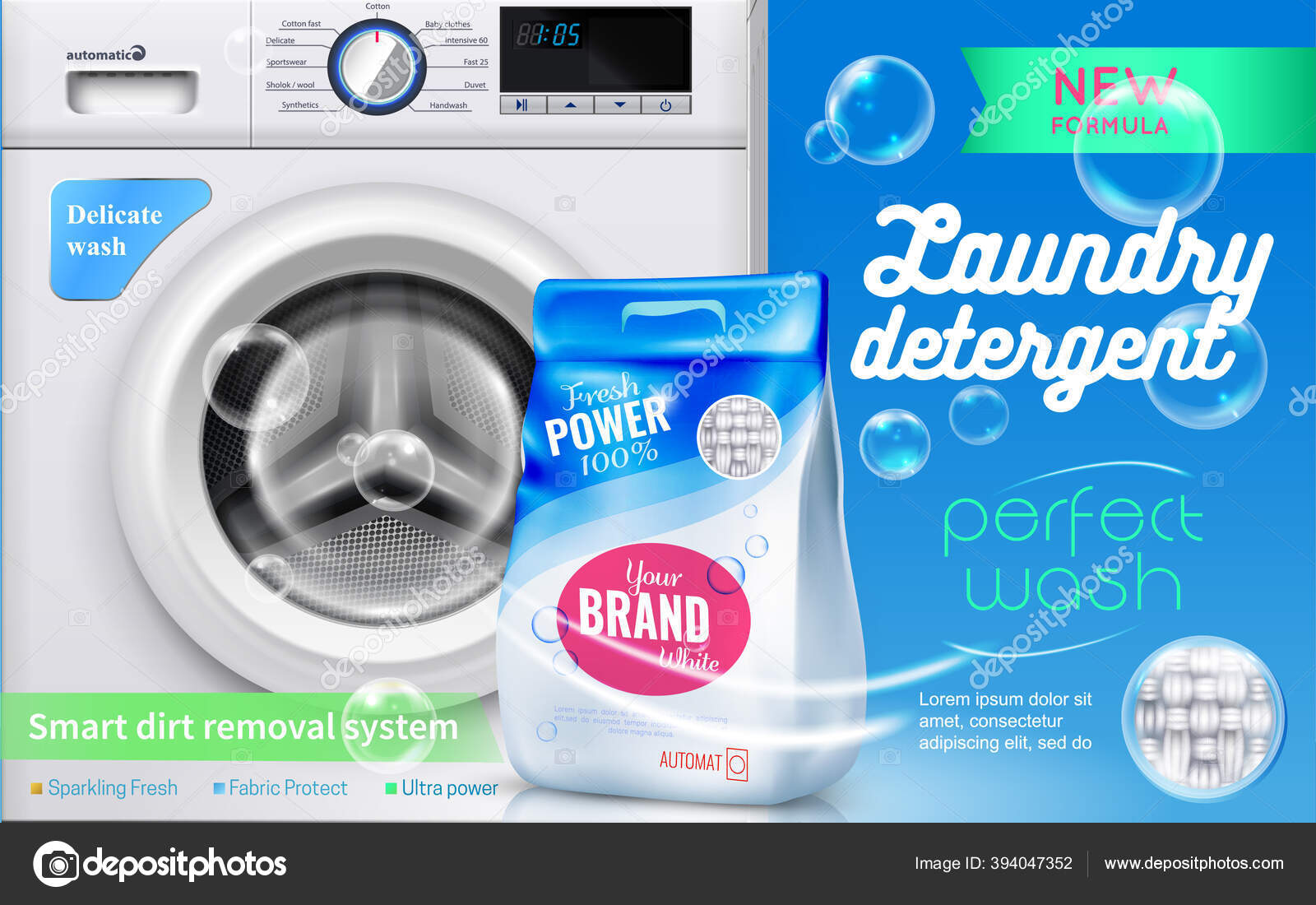Laundry Detergent Realistic Colored Banner Stock Vector Image by ...