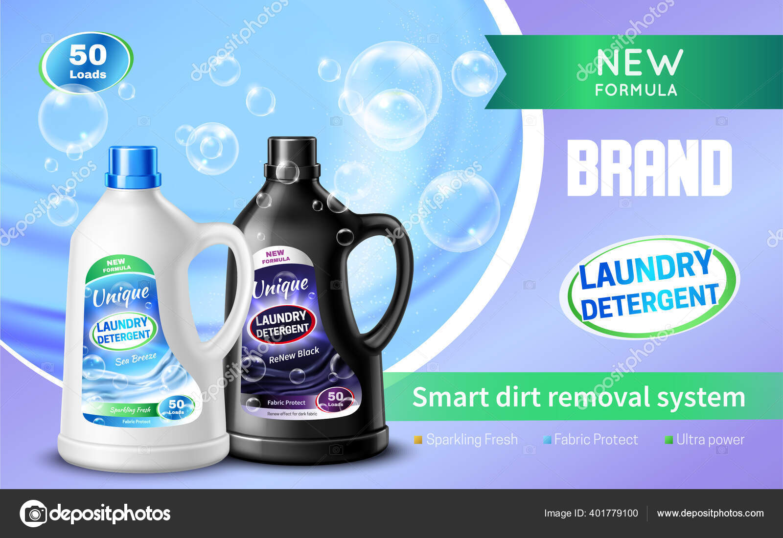 Laundry Detergent Realistic Banner Stock Vector Image by ©macrovector ...