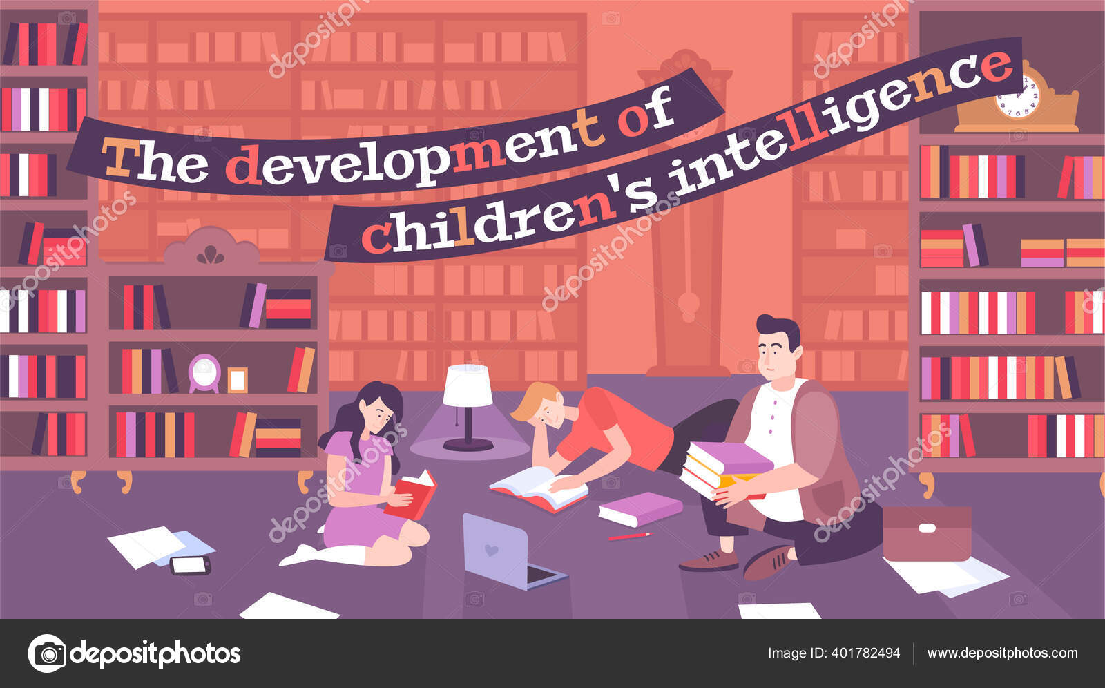 Intellectual Parenting Flat Poster Stock Vector by ©macrovector 401782494