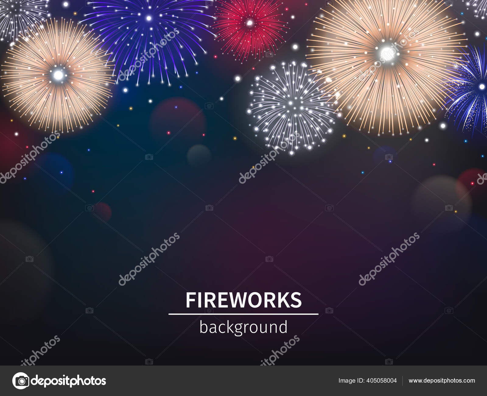 Realistic Fireworks Background Stock Vector by ©macrovector 405058004