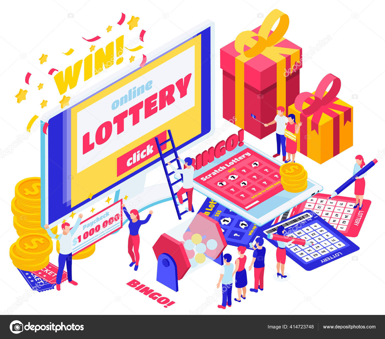 Lottery Isometric Design Concept Set Stock Vector Image by ©macrovector ...