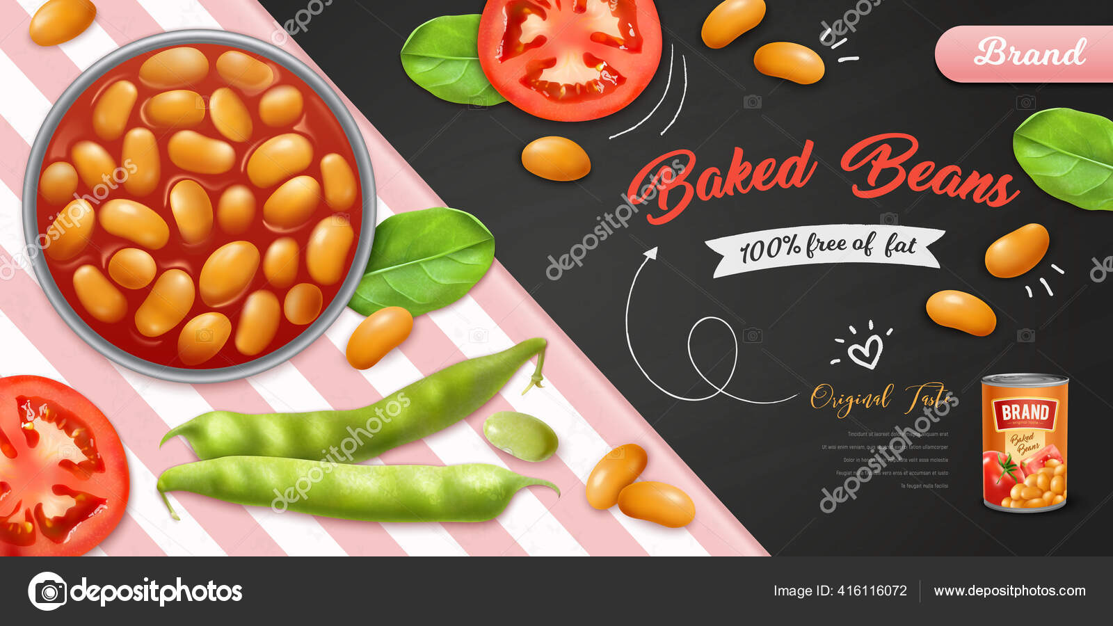 Realistic Baked Beans Background Stock Vector Image by ©macrovector ...