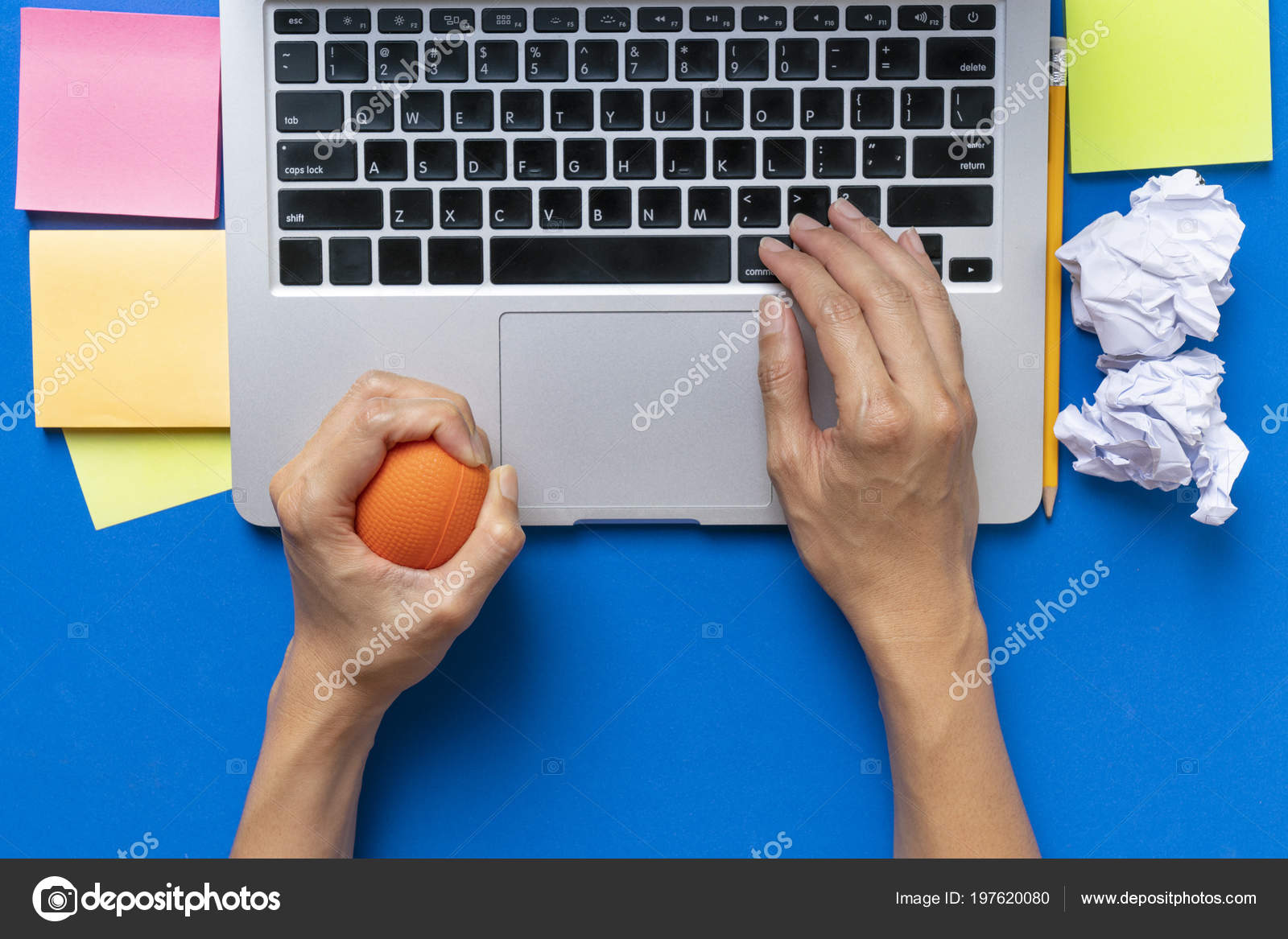 Office Worker Typing Email Computer Feels Stressed Nervous Holds Stress ...
