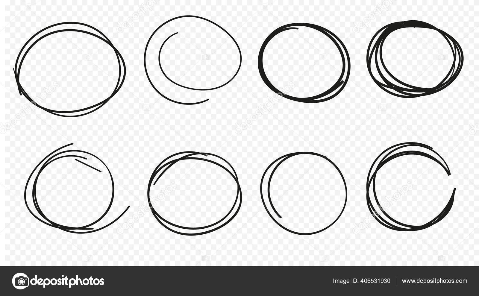 Hand Drawn Circle Line Sketch Set Vector Circular Scribble Doodle Stock ...