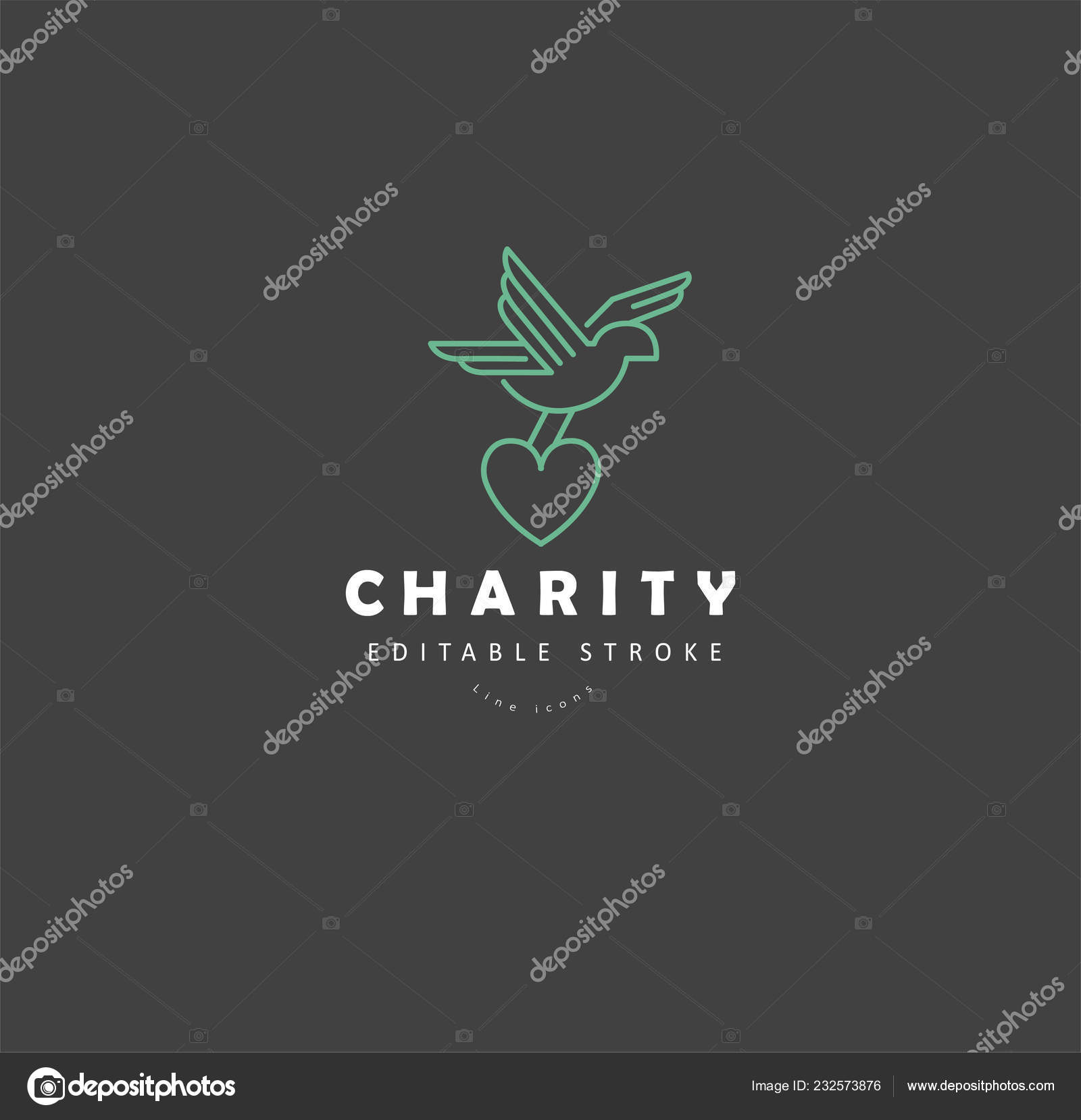 Icono vectorial y logo paz y caridad. Carrera de contorno editable ...