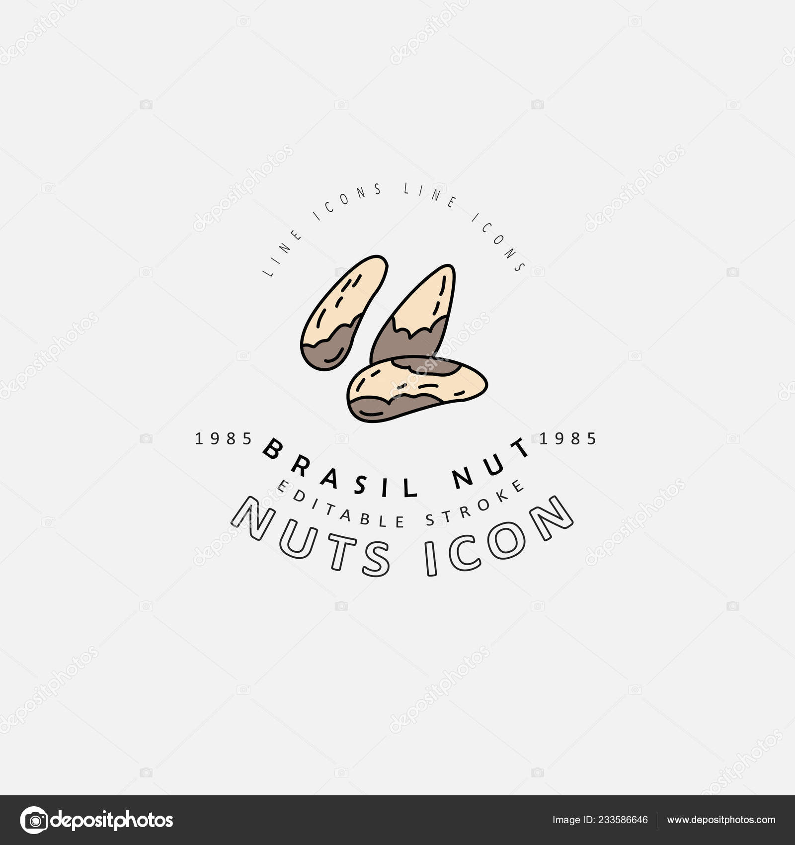 Icono del vector y logotipo para nueces y semillas. Carrera de contorno ...