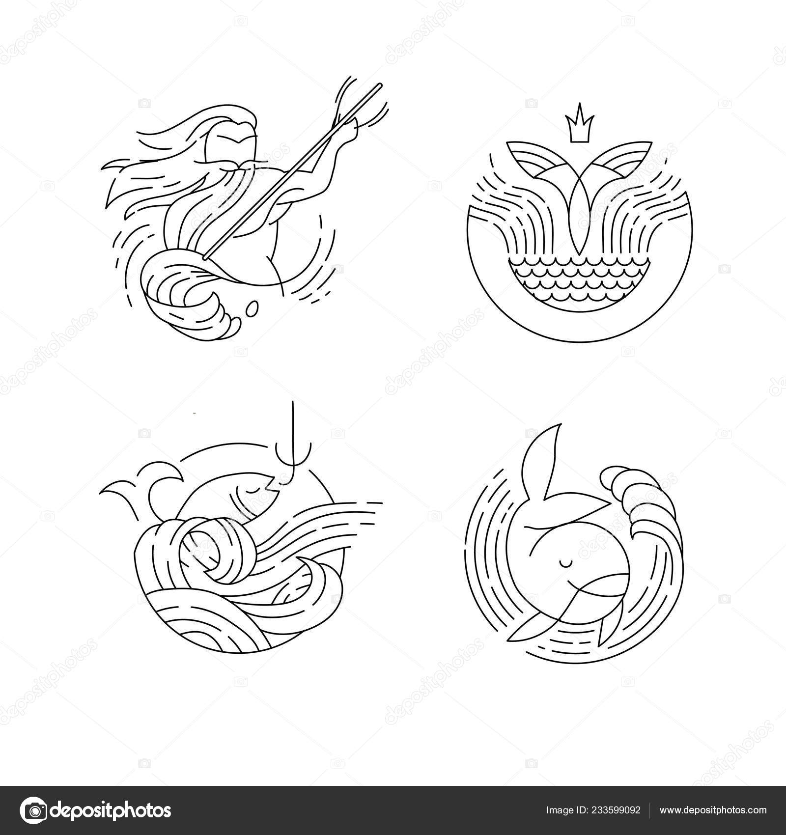 Vector icon and logo for sea or fish, asian food and seafood Stock ...