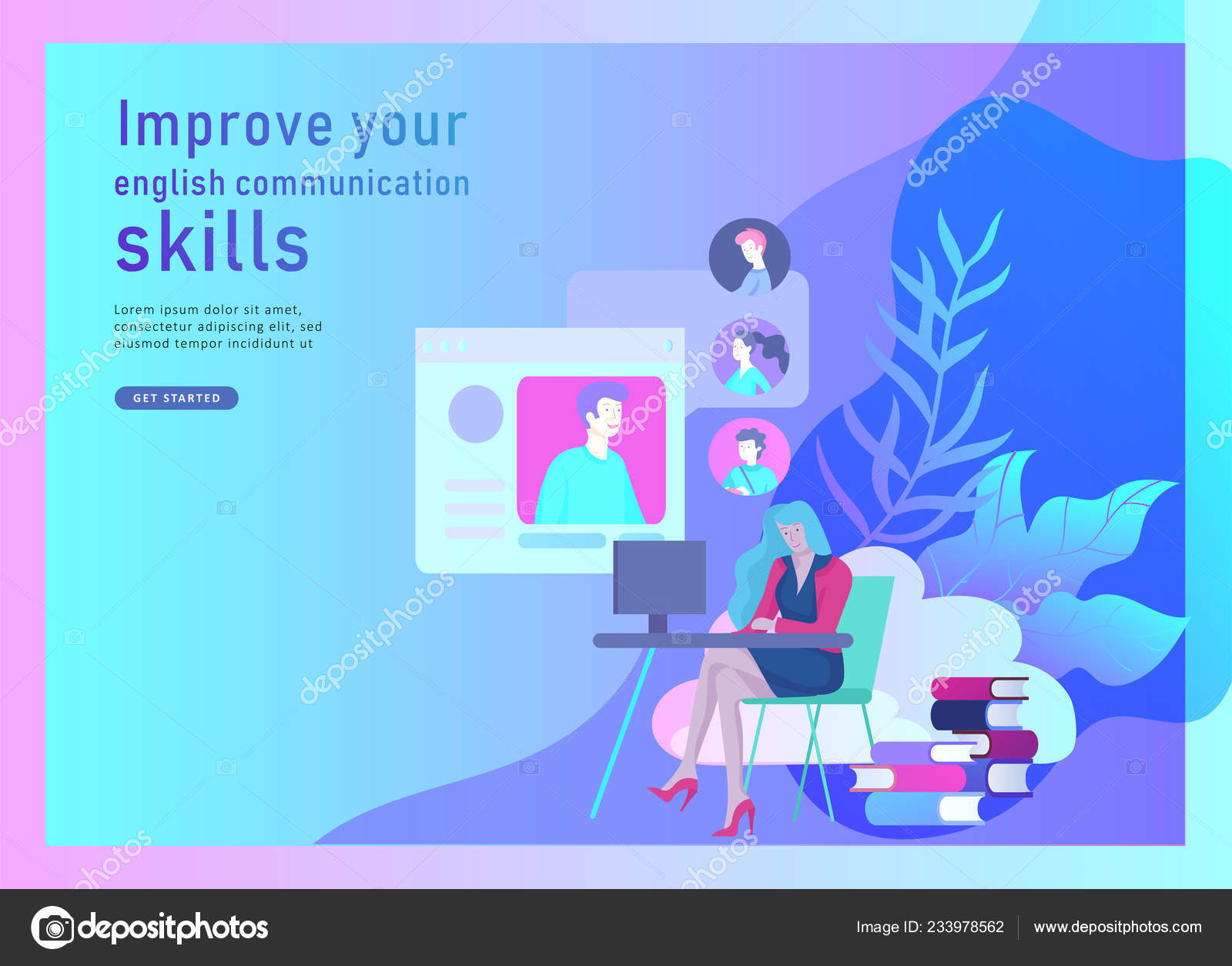 Landing page templates for Online language courses, distance education ...