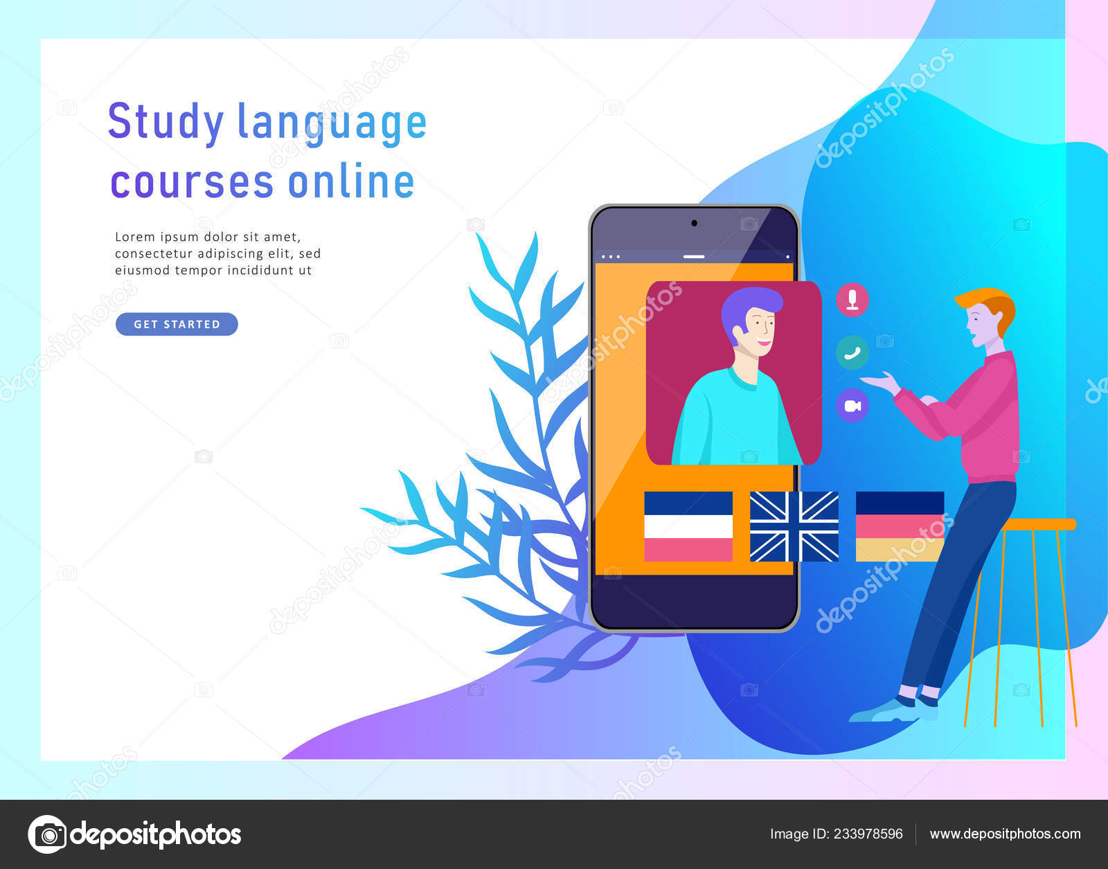 Landing page templates for Online language courses, distance education ...