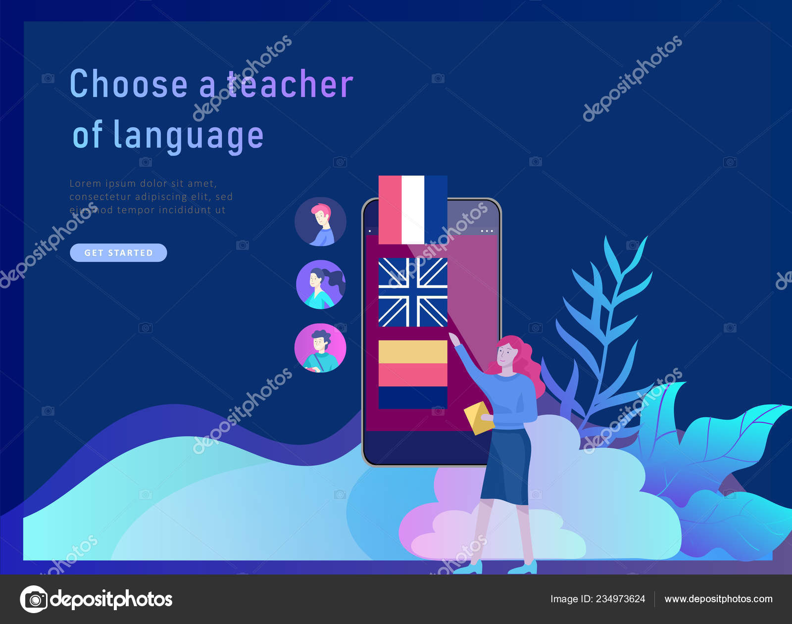 Landing page templates for Online language courses, distance education ...