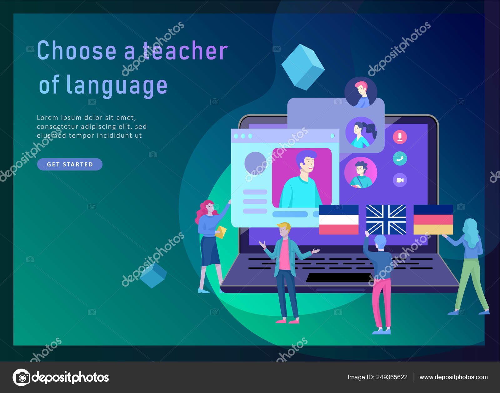 Landing page templates for Online language courses, distance education ...