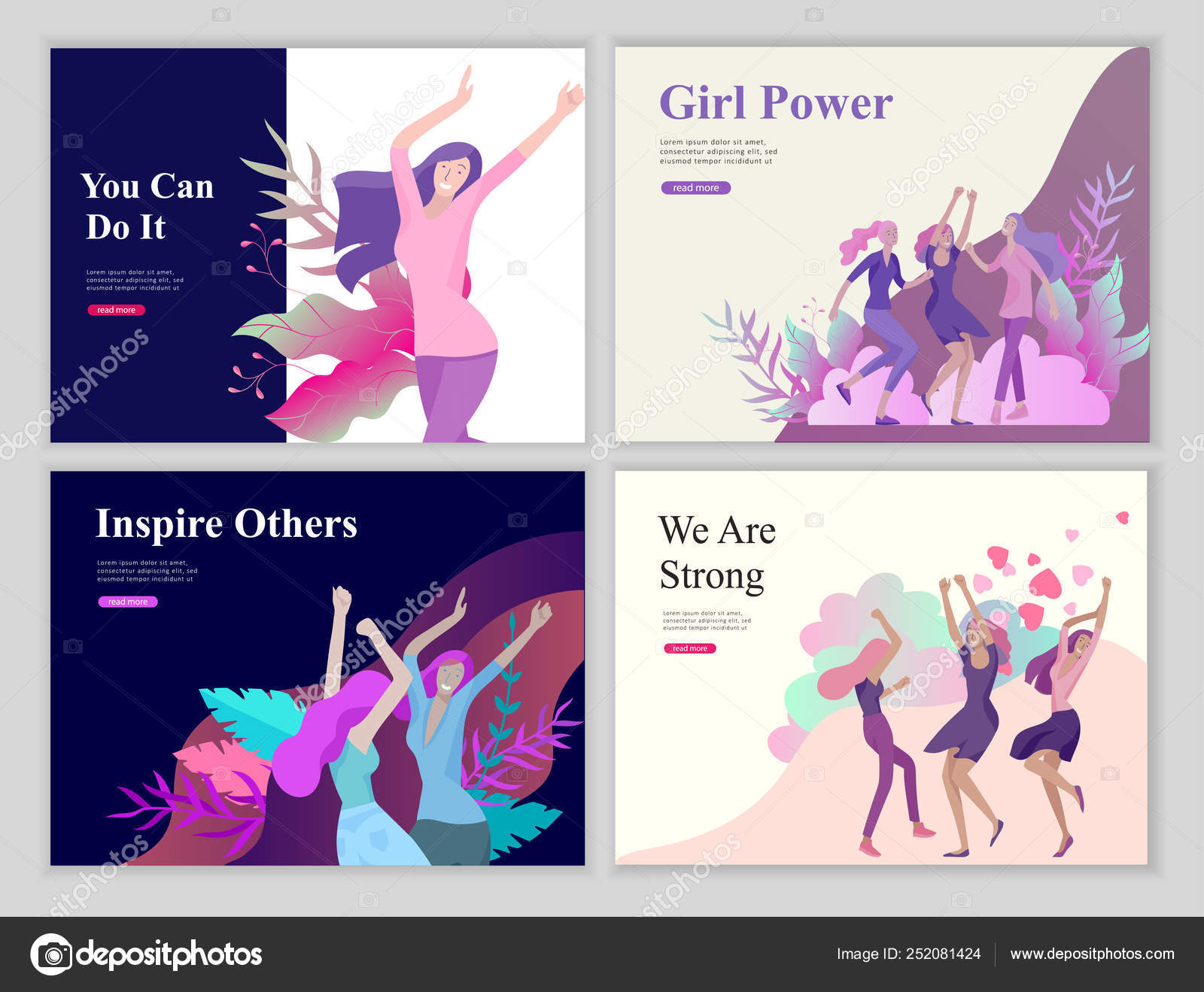 Web page design template for beauty, dreams motivation, International ...