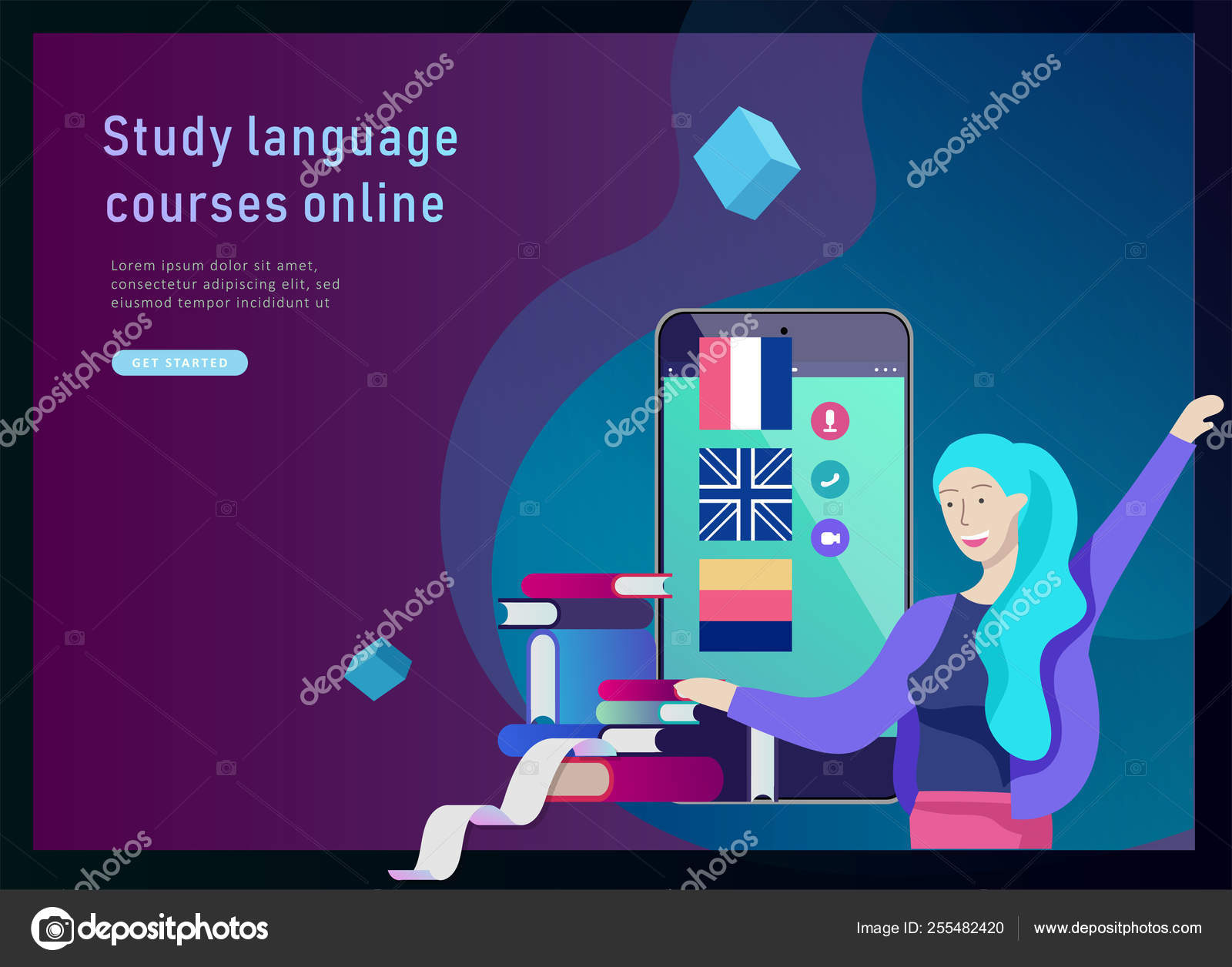 Landing page templates for Online language courses, distance education ...