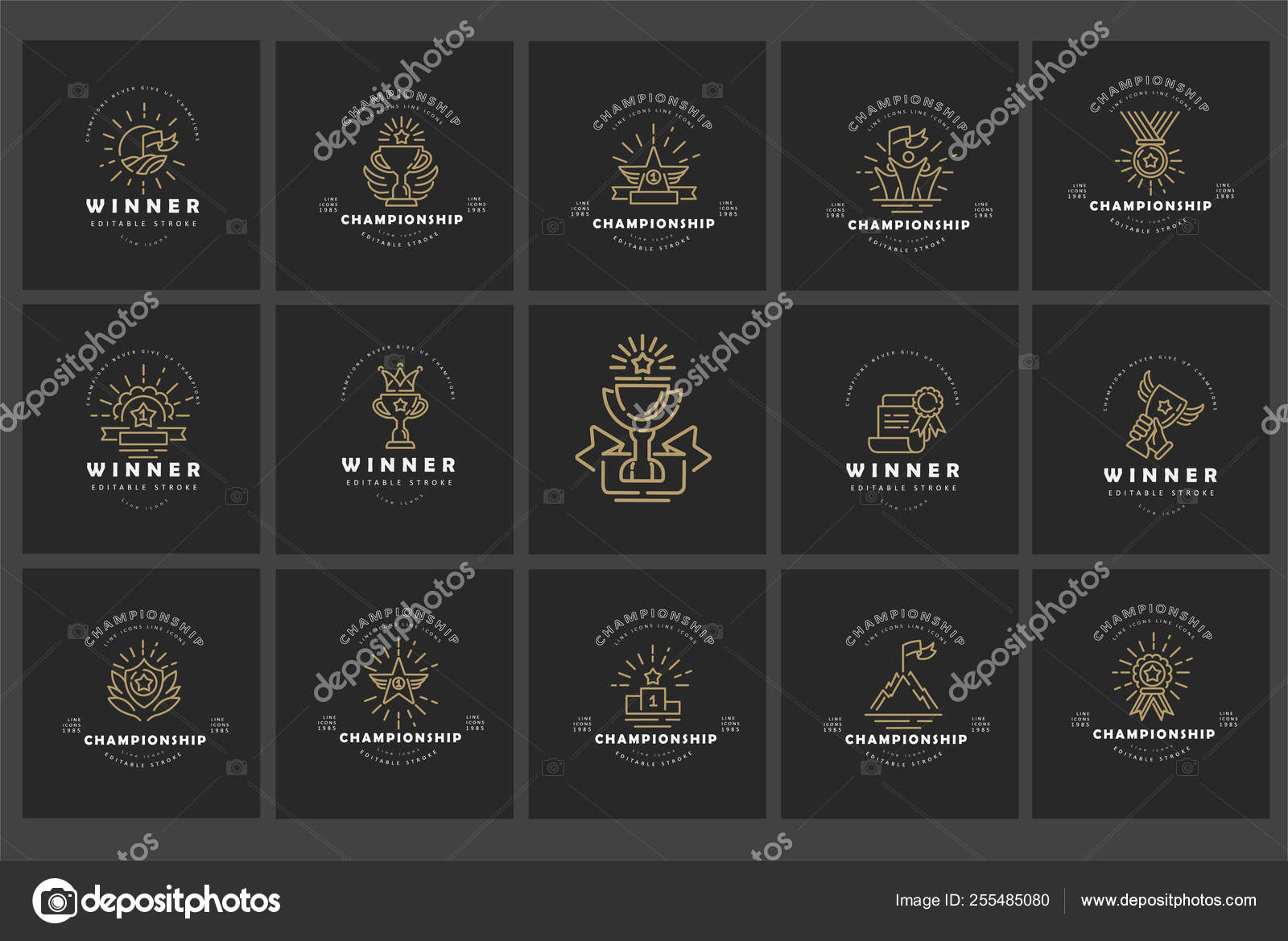 Vector icon and logo winner and champion. Editable outline stroke size ...