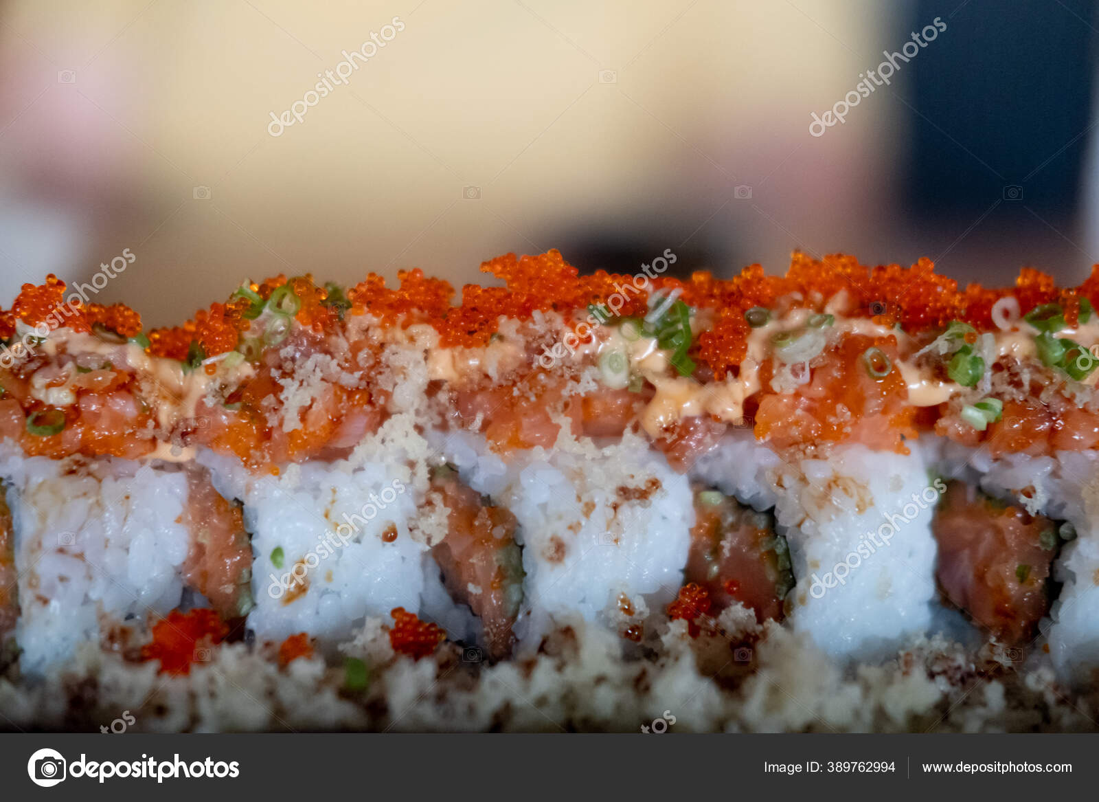 California Roll Topped Fresh Salmon Salmon Roe Sushi Menu Selective ...