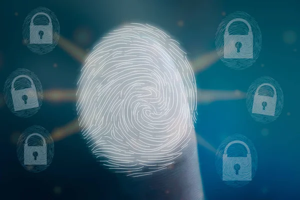 Fingerprint scan provides security access with identification. Concept of fingerprint ...
