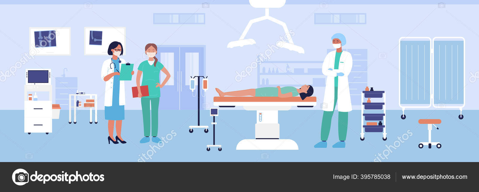 Traumatology surgery vector illustration, cartoon flat medical care ...