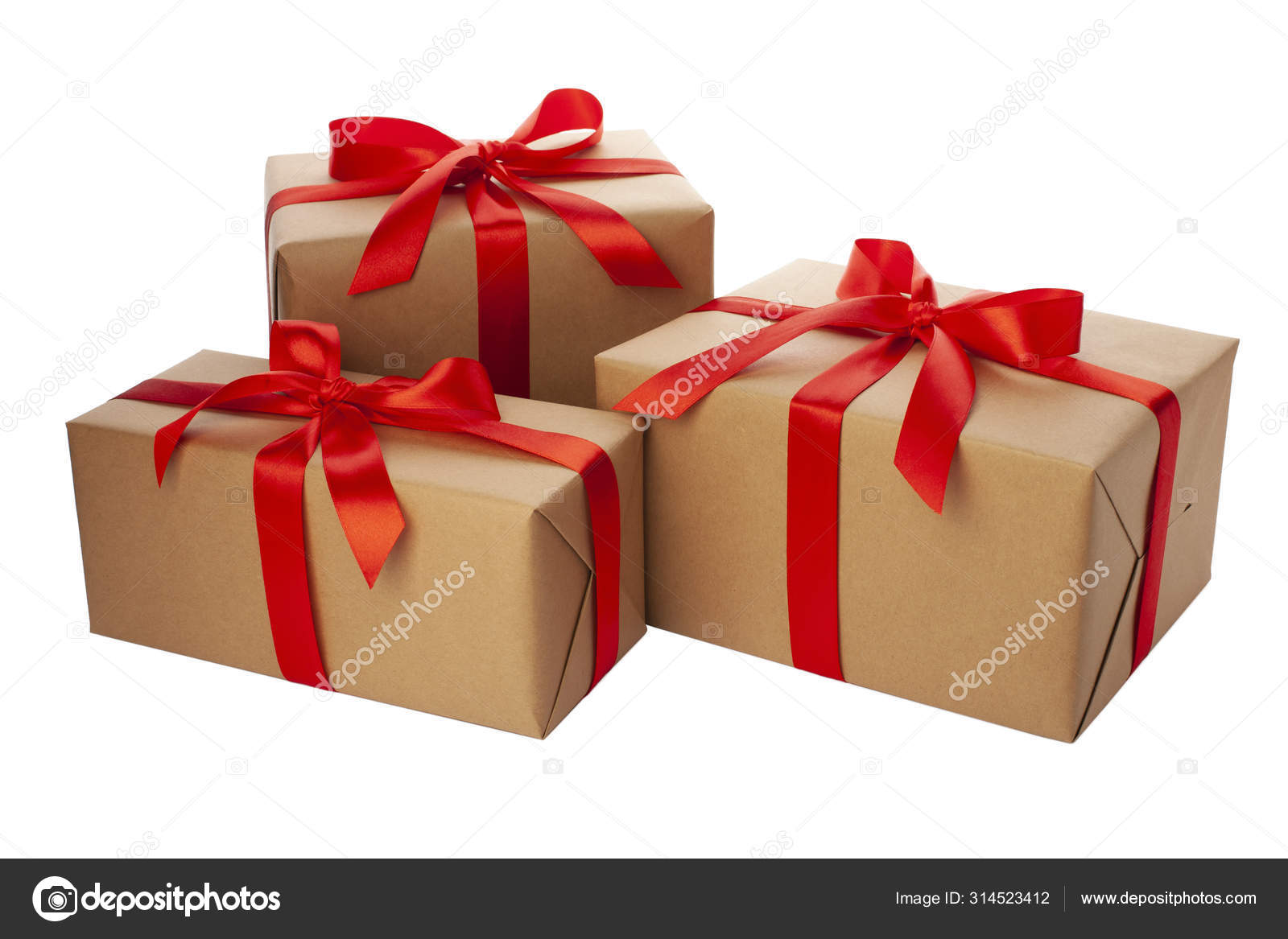 Beautiful Wrapped Gift Boxes White Background Presents Christmas Stock ...