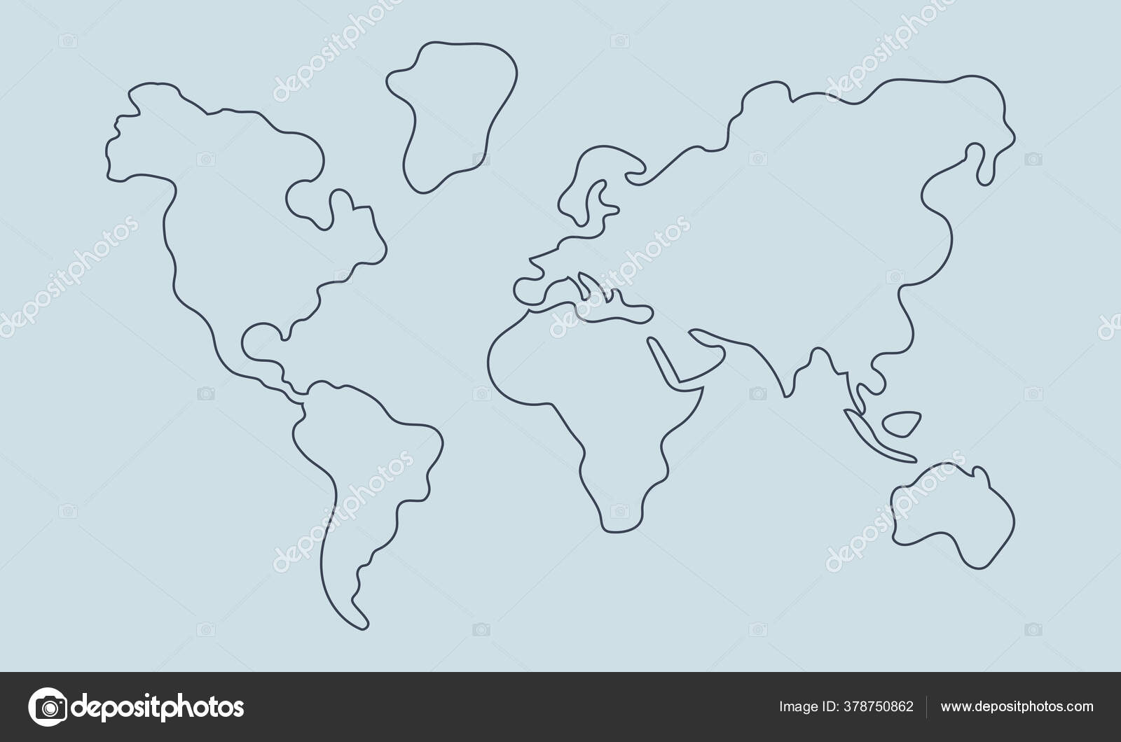 El çizimi Dünya haritası. İzole bir dünya haritası. Vektör ...