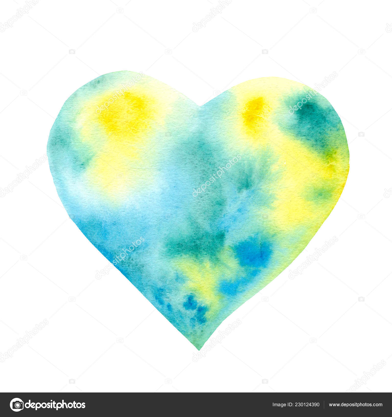 Ilustración Corazón Acuarela Sobre Fondo Blanco Ilustración de archivo ...