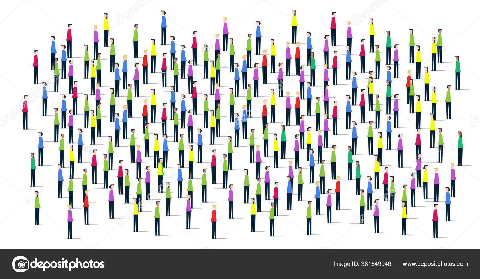 Large Group People Vector Illustration Large Group People Crowded White ...