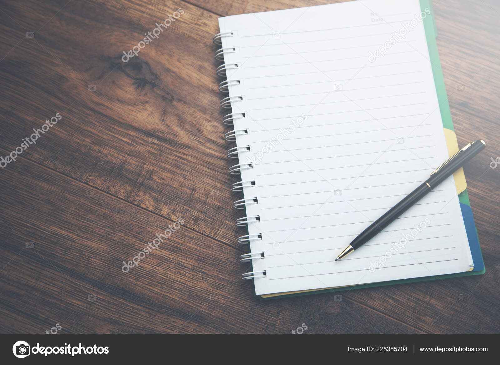 Open Blank Notepad Empty White Pages Laying Wooden Table Stock Photo by ...