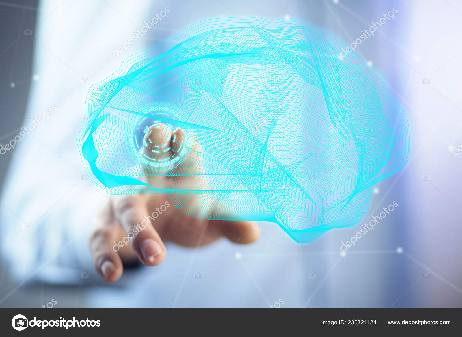 Businessman Touching Digital Human Brain Icon Stock Photo by ©Tiko0305 ...