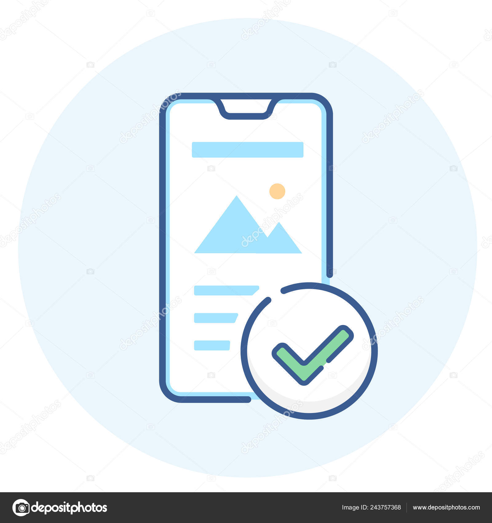 Mobile Friendly Line Icon Smartphone Checkmark Outline Illustration ...