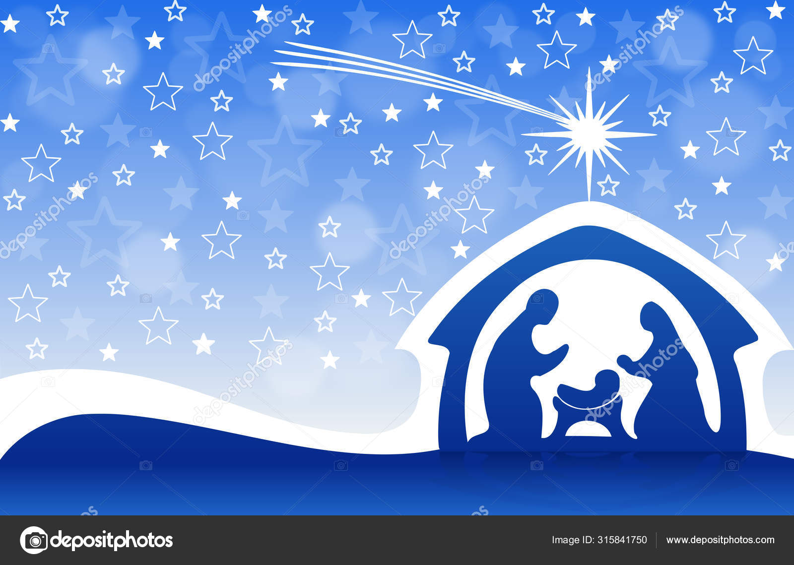 Blue Christmas Background Nativity