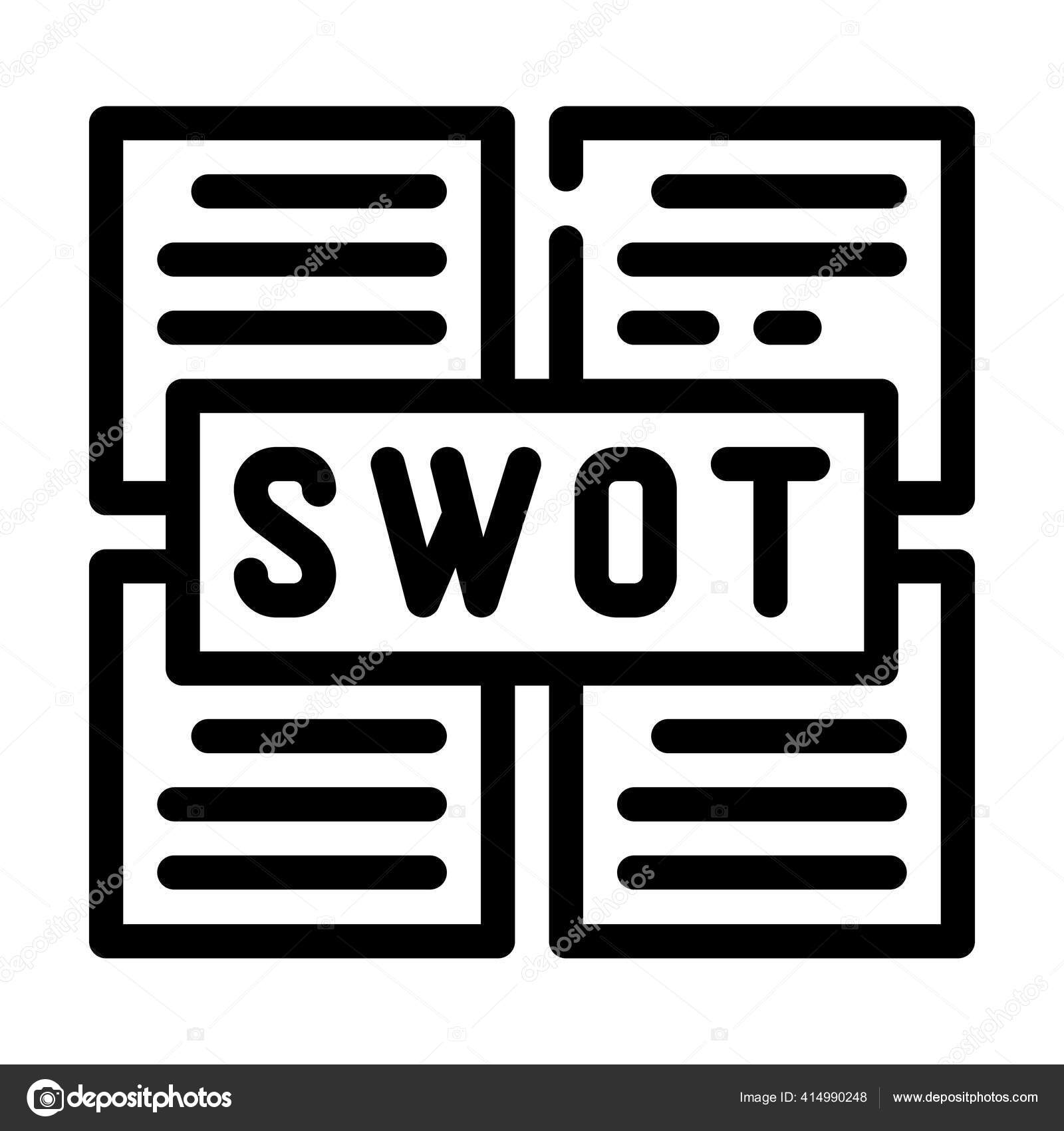 Swot análise linha ícone vetor preto ilustração Vetor de ©2037519.gmail ...