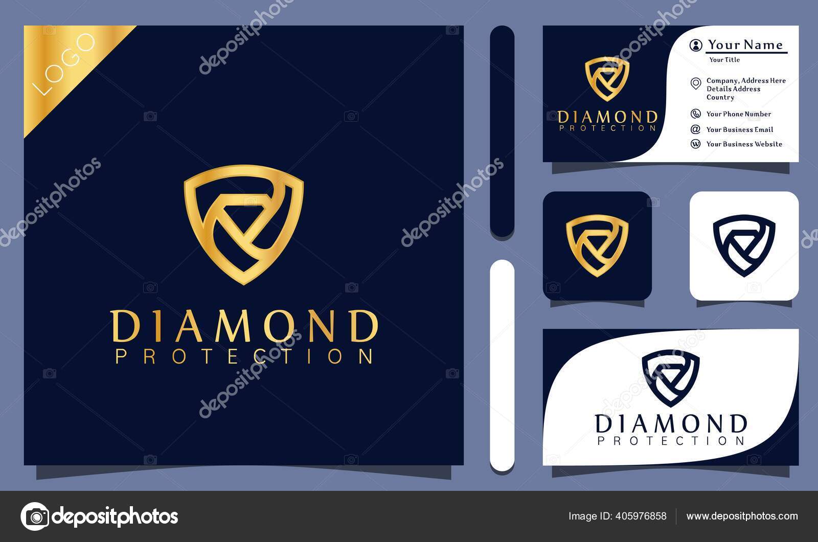 Gold Diamond Guard Shield Logos Diseño Vector Ilustración Con Estilo ...