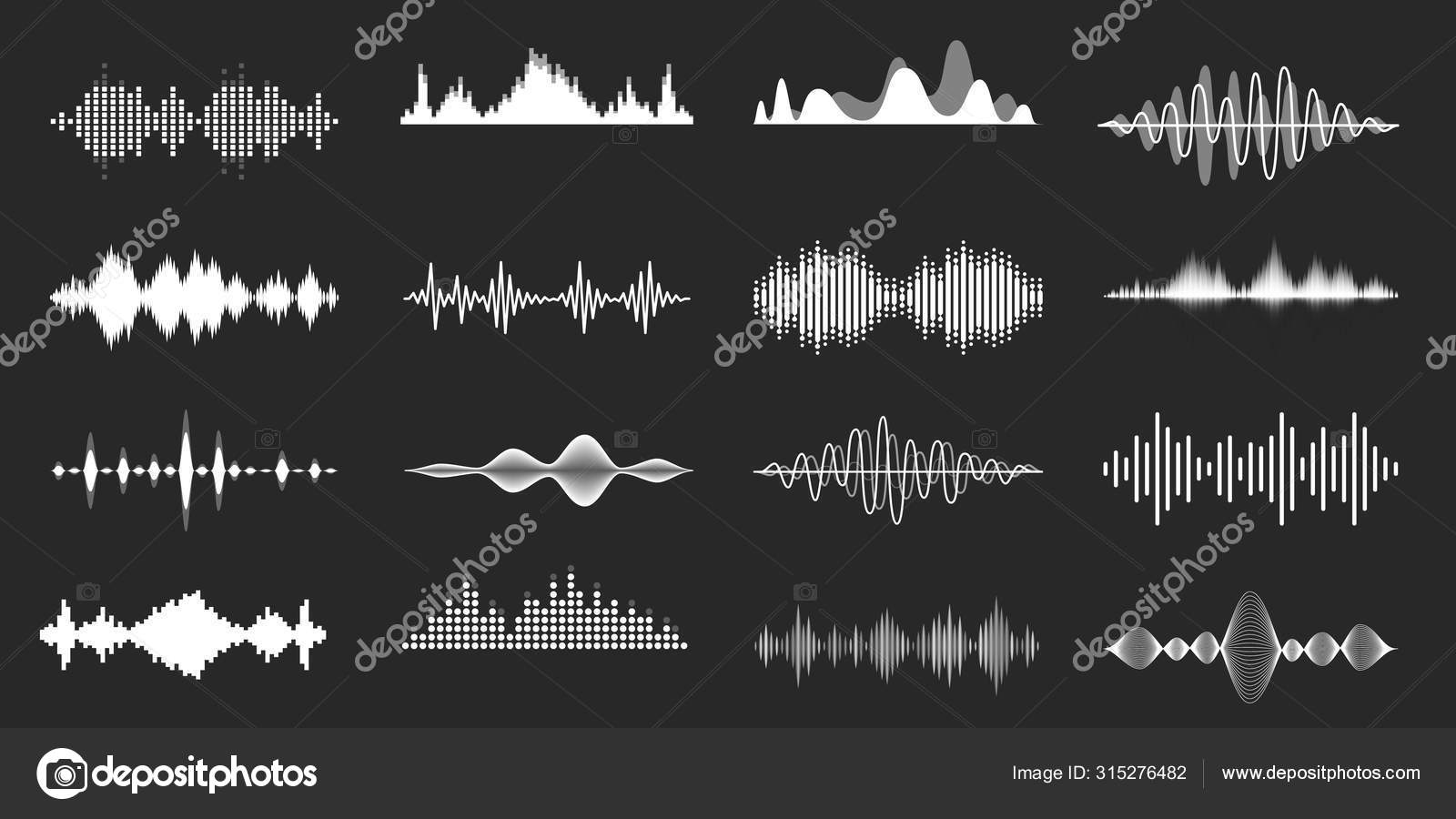 Sound waves. Playing song visualisation, radio frequency lines and ...