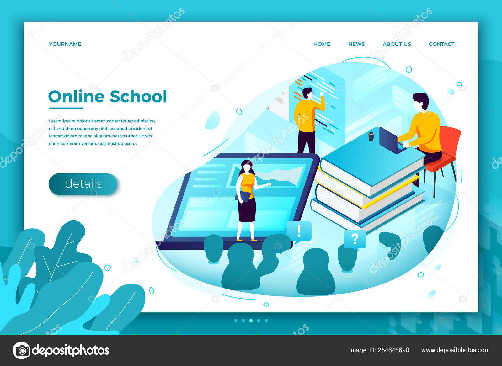 Vector illustration online school learning process Stock Vector Image ...