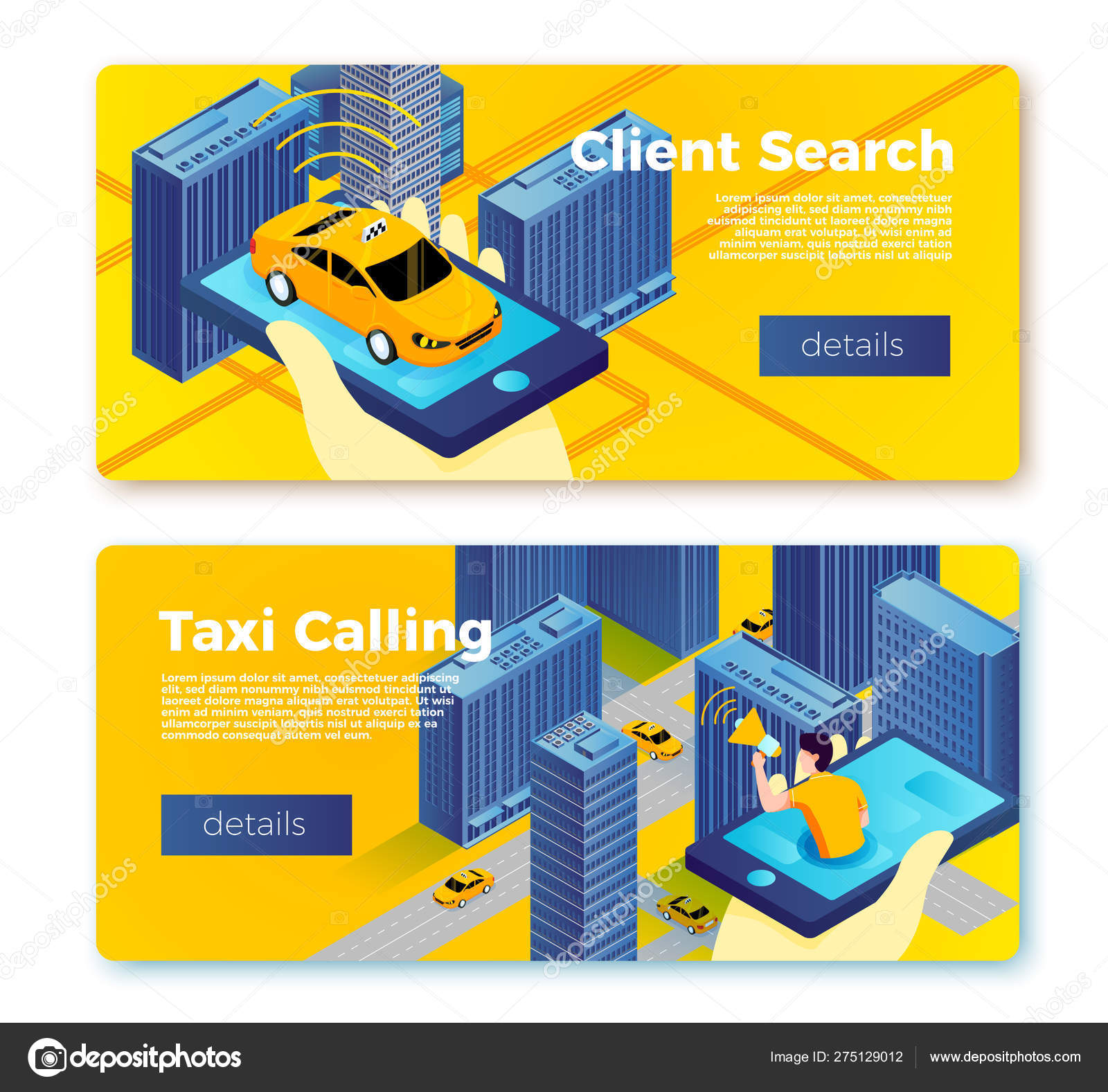 Vector taxi application service banner templates Stock Vector Image by ...