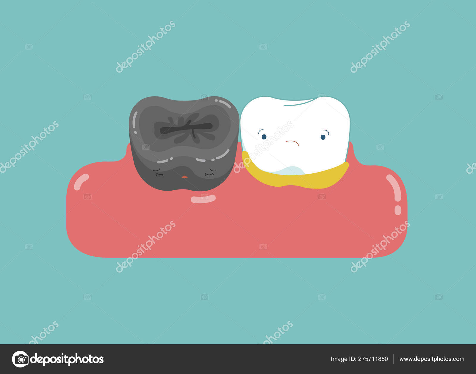 Bad teeth with problem, decay, plague, dental cartoon concept. Stock ...