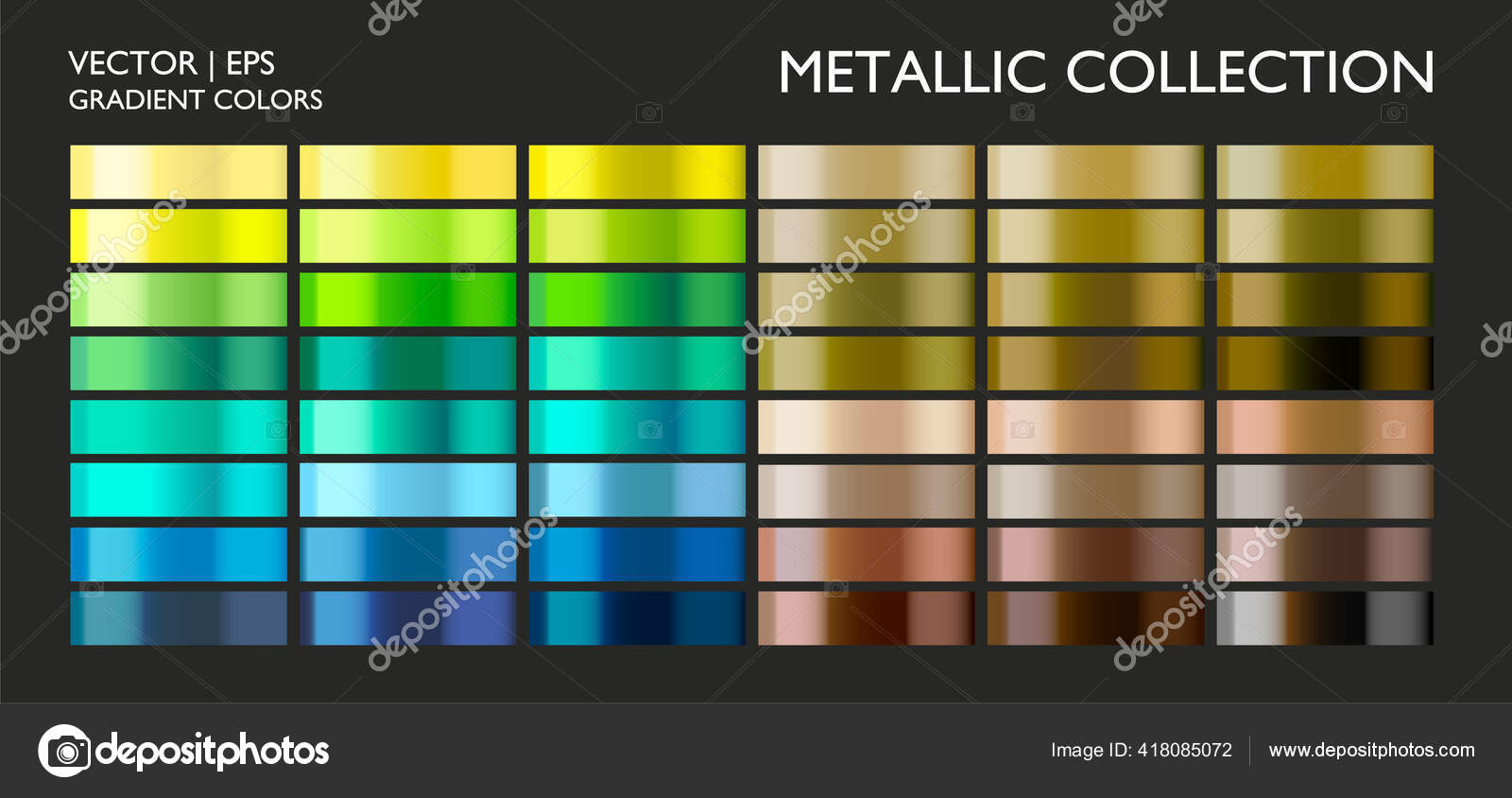 Color Collection Metal Gradient Color Set Metallic Collection Gold ...