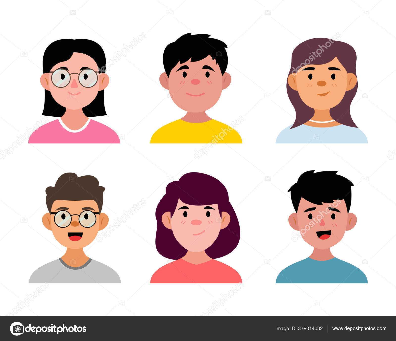 Happy People Faces Drawings