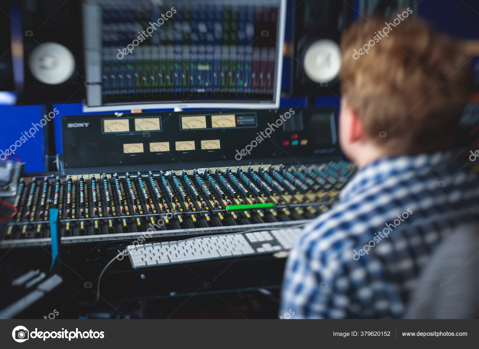 Sound Editor Engineer Working Studio Mixing Panel Mixing Music Sound ...