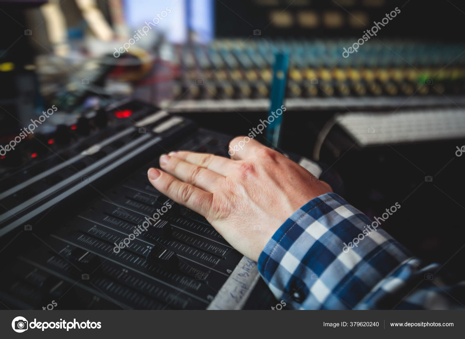 Sound Editor Engineer Working Studio Mixing Panel Mixing Music Sound ...