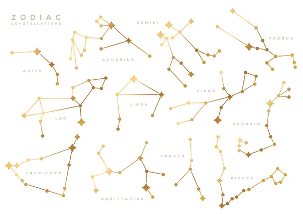 Zodiac Constellation Set Signs On White Background Vector ⬇ Vector