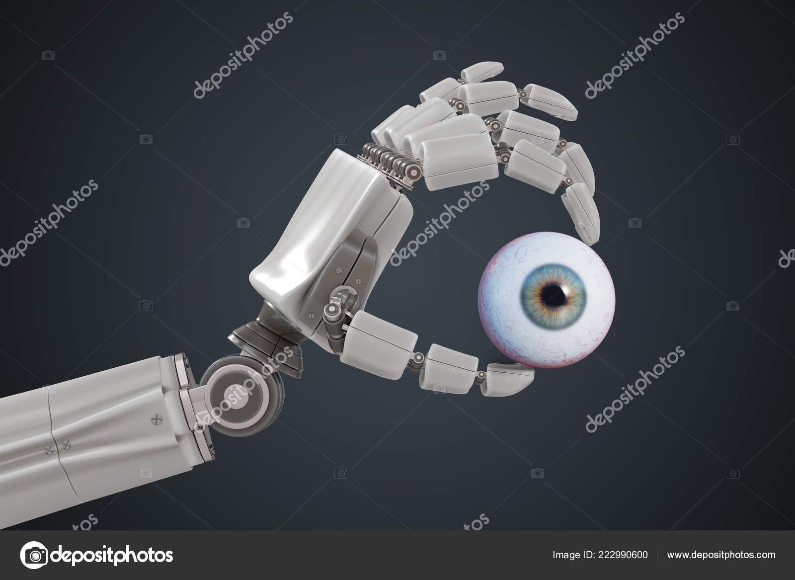 Robotic Hand Holding Human Eyeball Rendered Illustration Stock Photo by ...