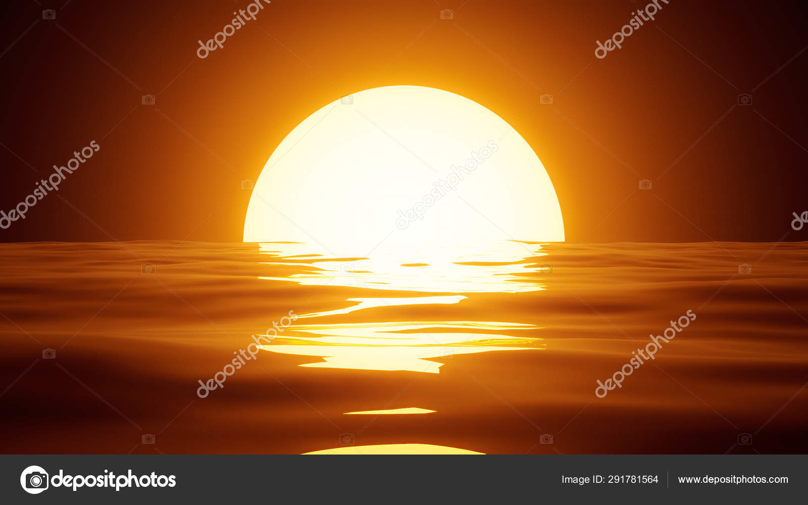 Big Sunset Over Water