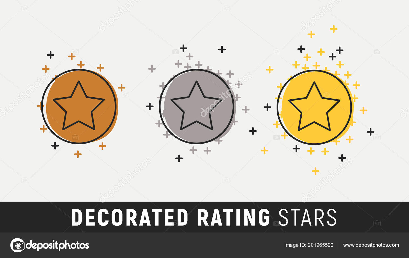 Rating Star Sign Three Shining Stars Quality Placing Rating Stock ...