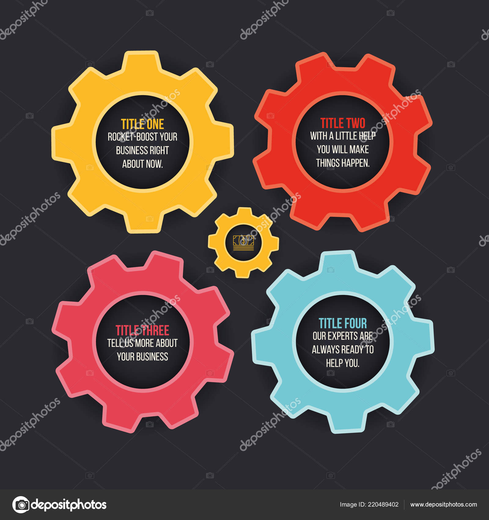 Cogwheel Template Dark Background Vector Graphics Corporate Colors ...