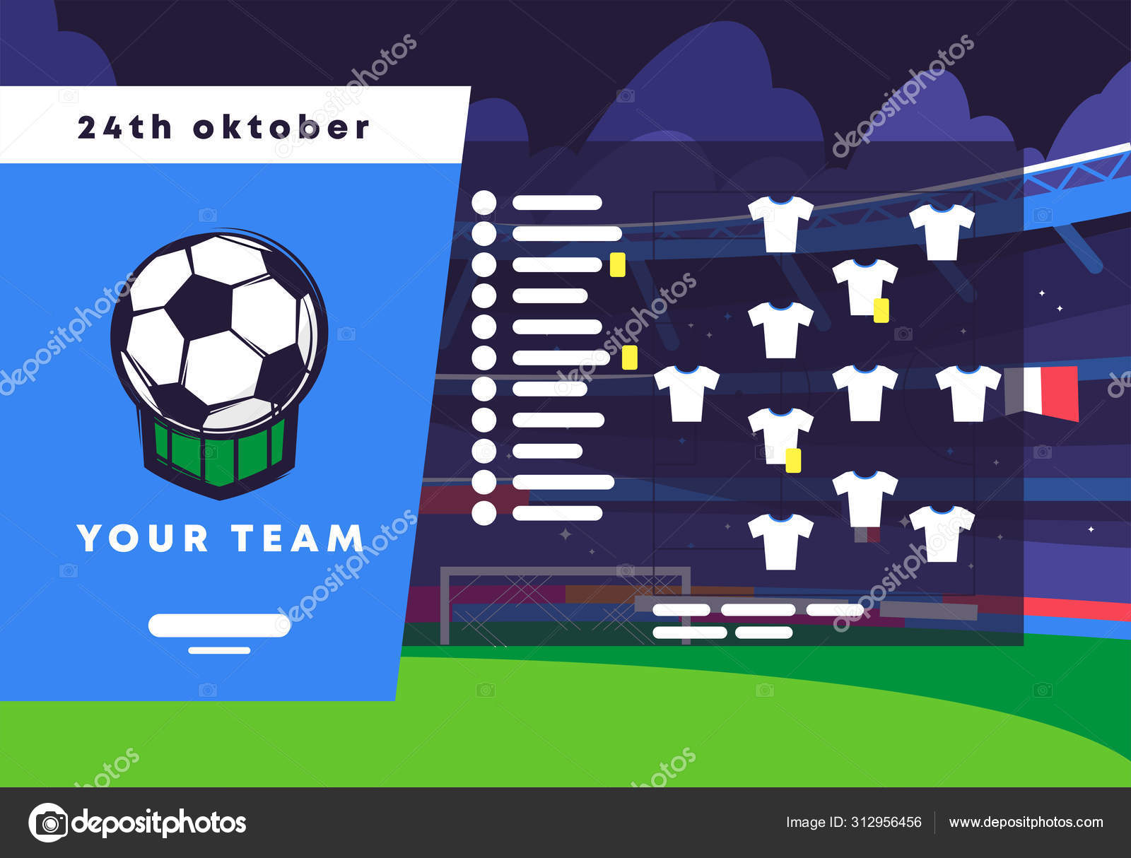 Vector Illustration Template Starting Line Football Club Match ...