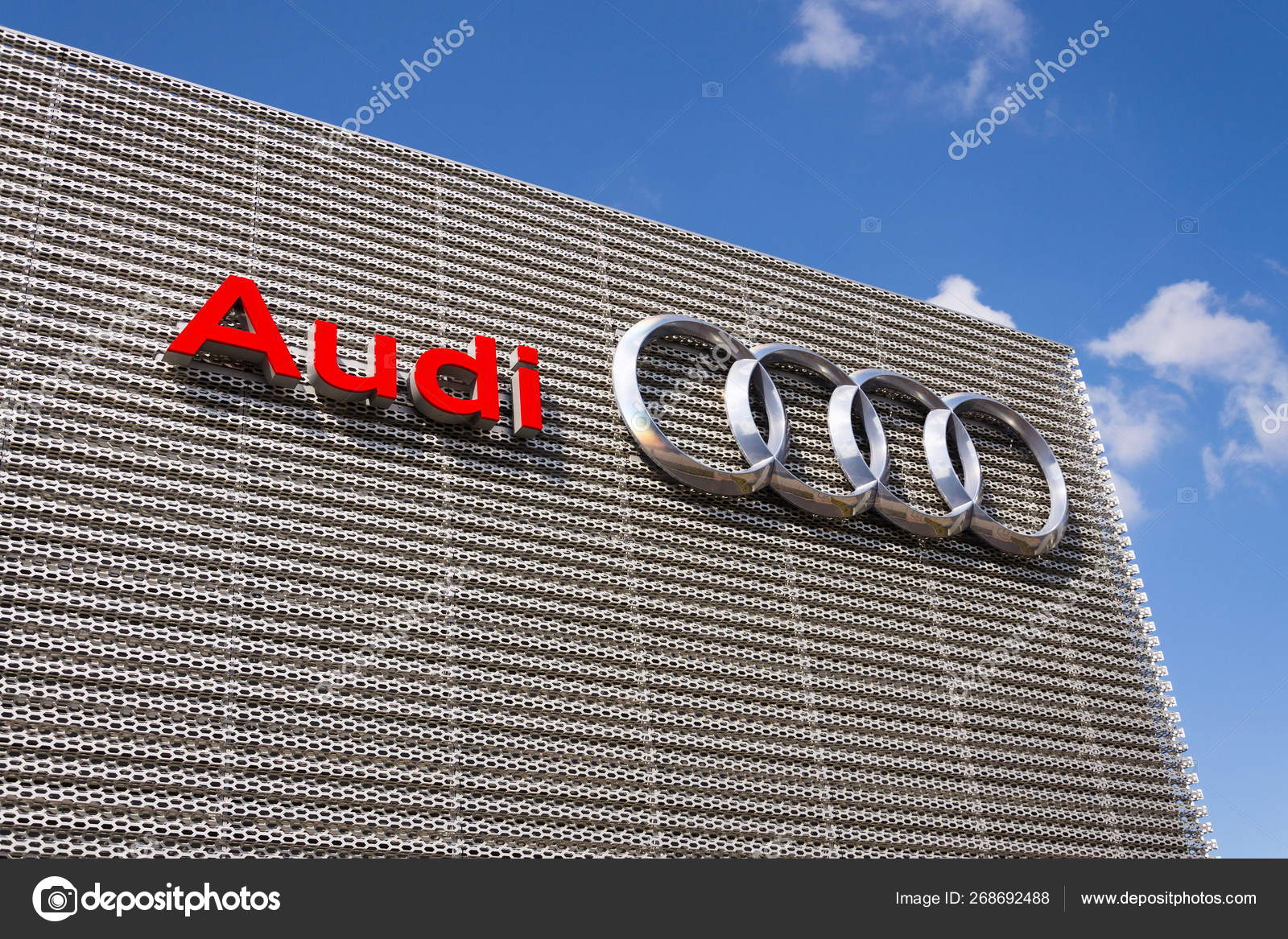Prague Czech Republic May 2019 Audi Company Logo Dealership Building ...