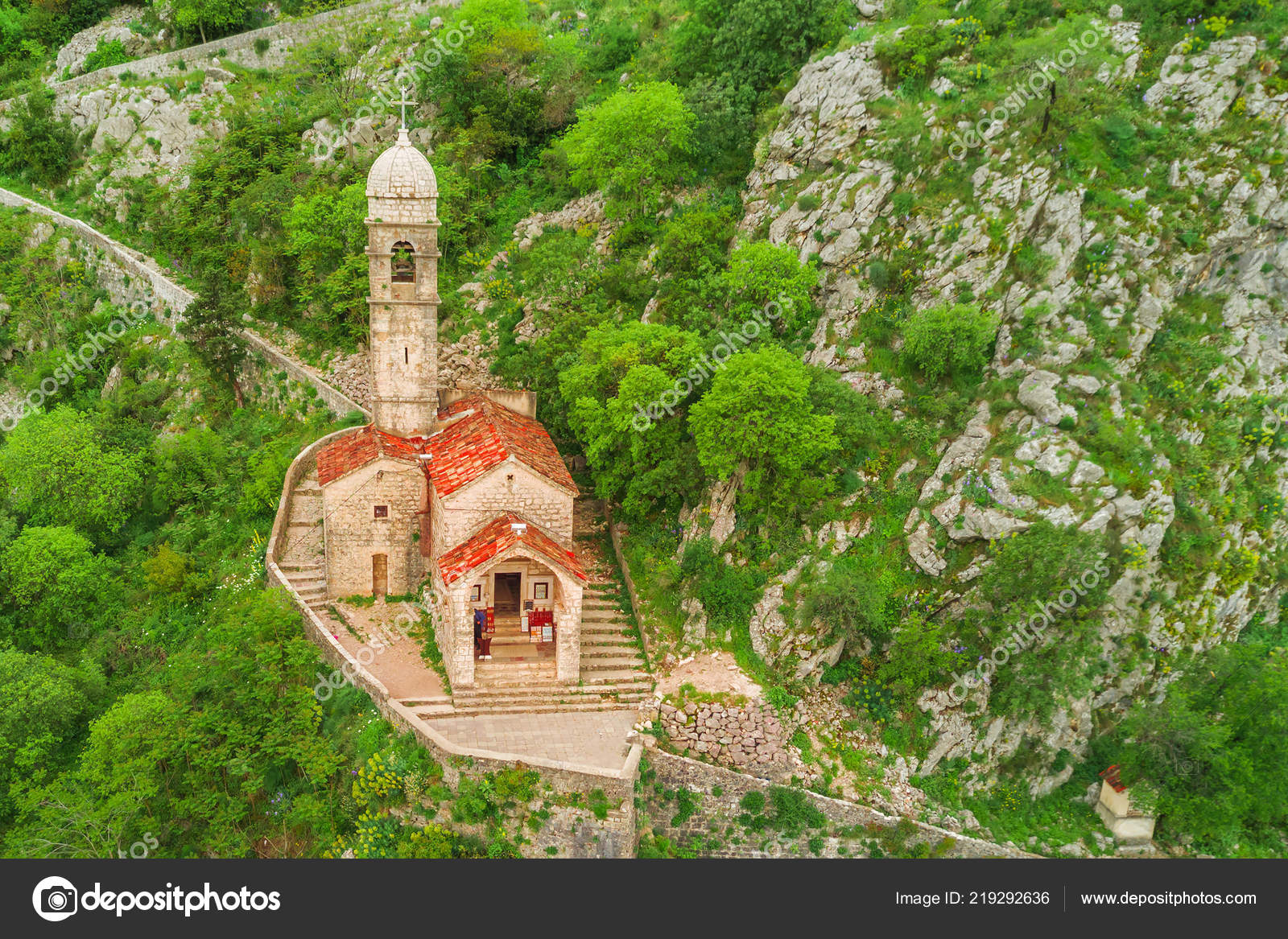Top View Ancient Stone Church Mountains Stock Photo by ©watman 219292636