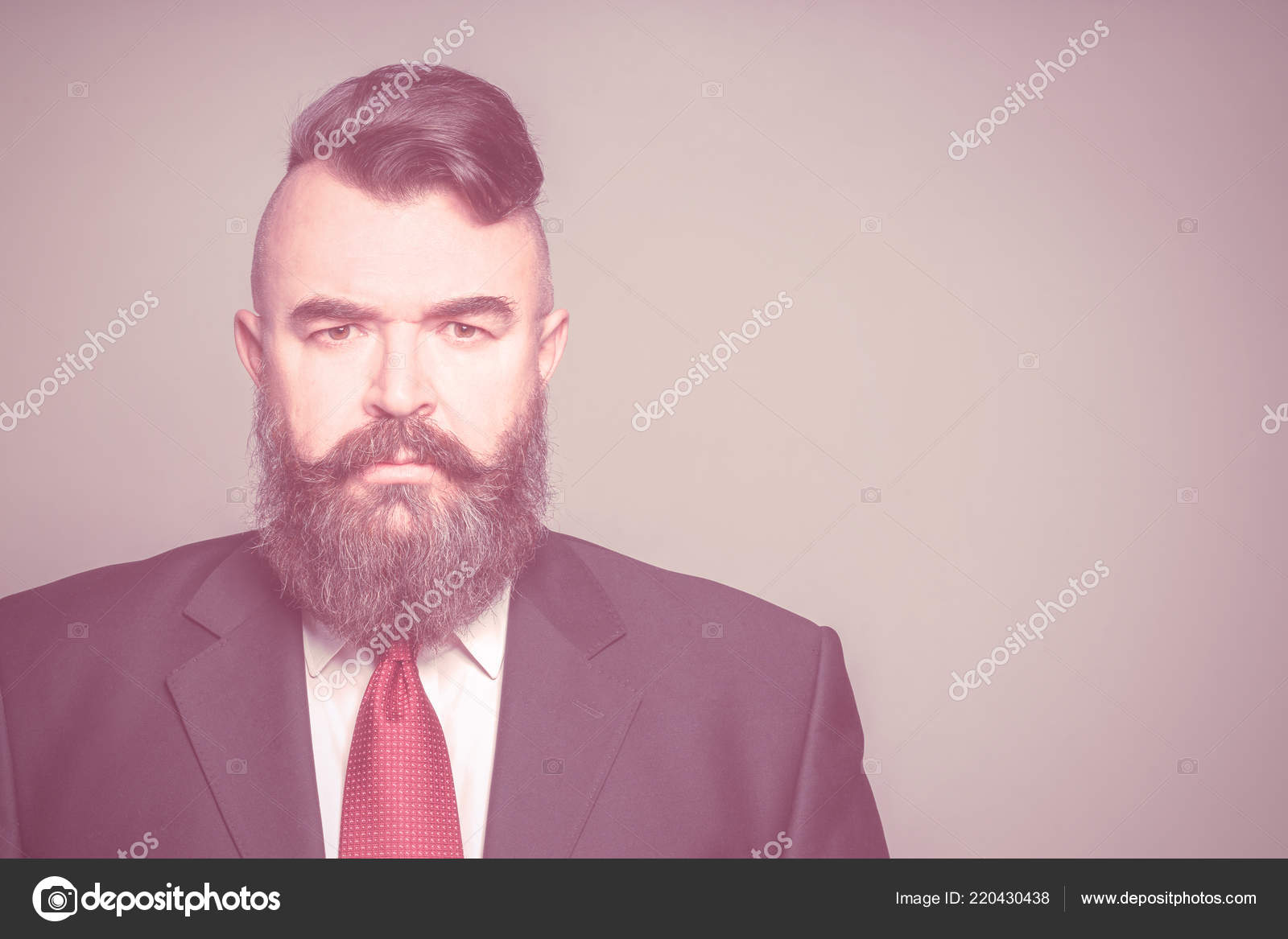 Adult Angry Bearded Man Suit Toned — Stock Photo © watman #220430438